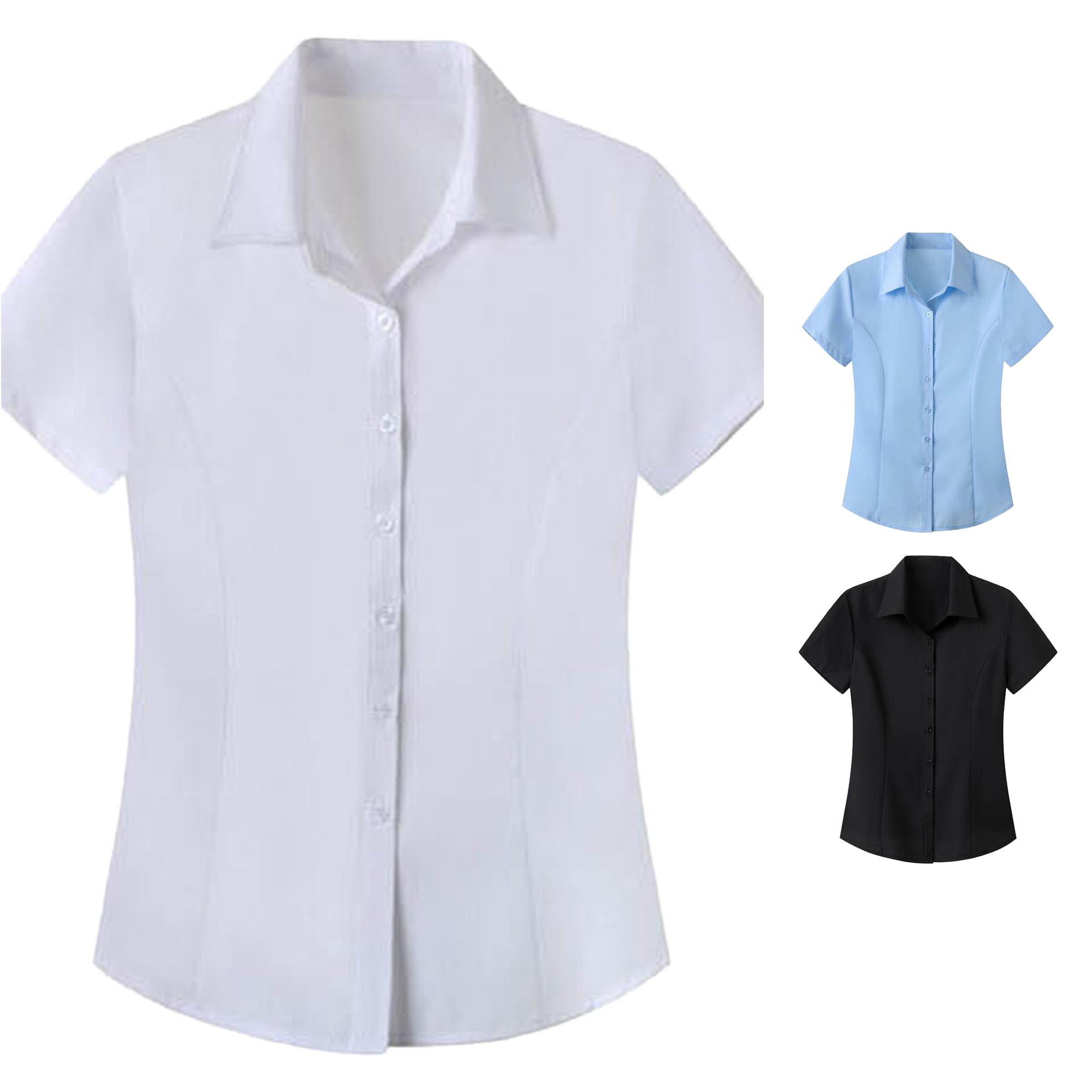 AWZXDE Casual Spring Clothes Solid Daily Work Short Sleeve Shirt for ...