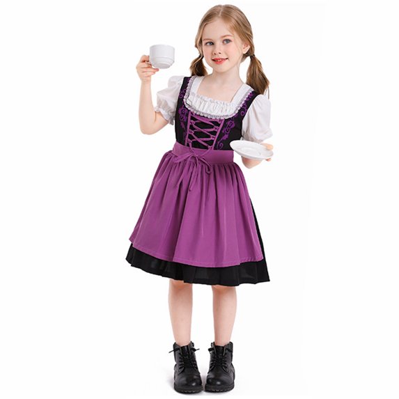 AWZXDE Casual Summer Dress Ruffle Short Swing Dress Girls Food Festival ...