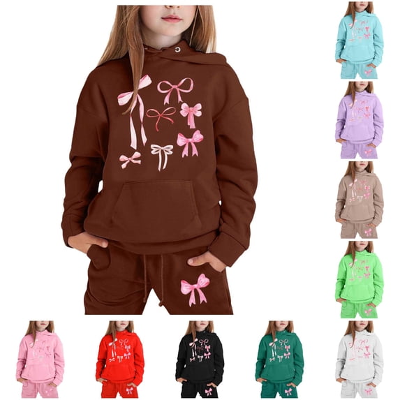 AWZXDE Child Toddler Long Sleeve Solid Warm Hoodie Pullover Tops Pants ...