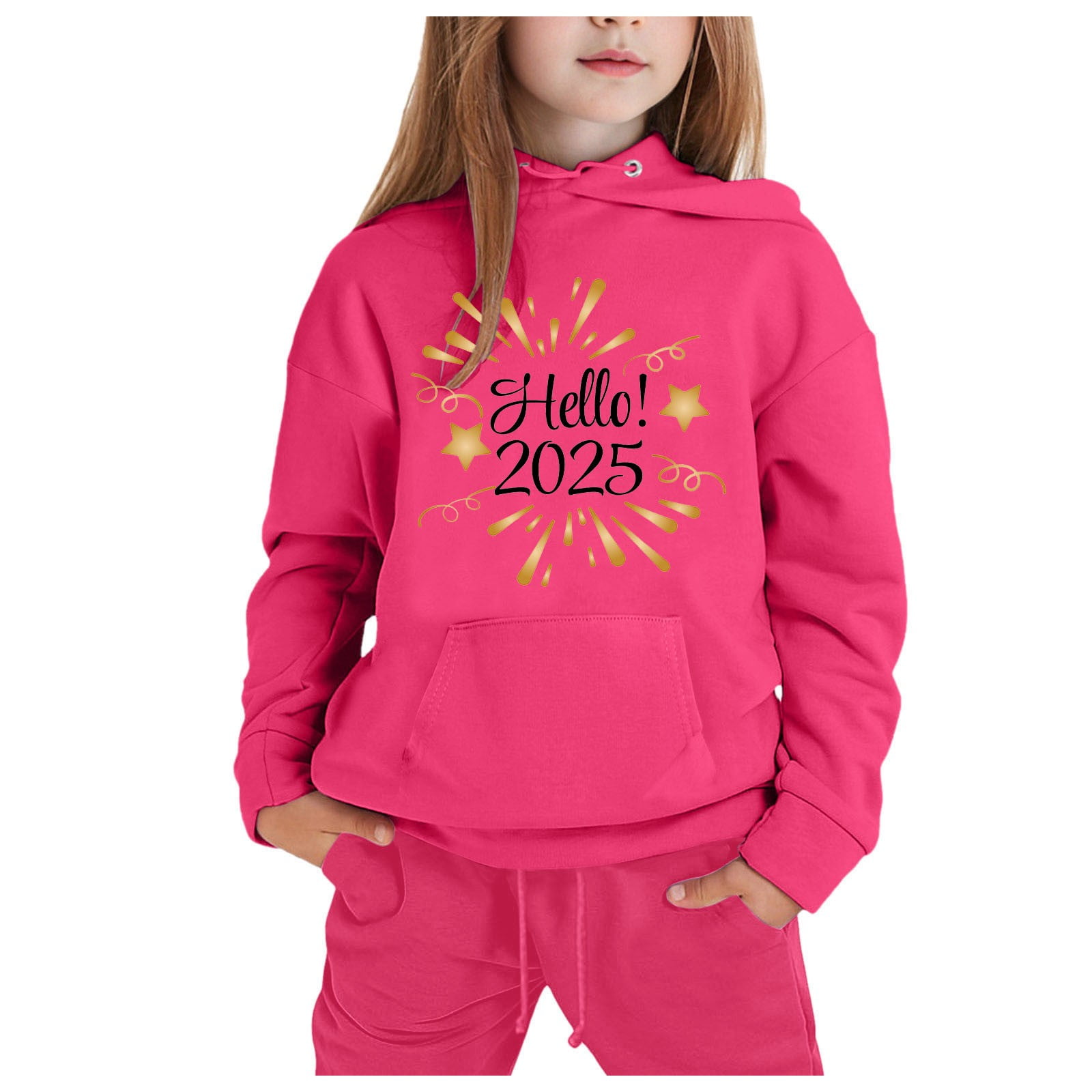 AWZXDE Children Bow Print Hoodie And Pants Two Piece Set Girls Clothing ...