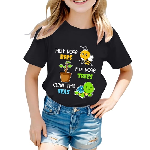 AWZXDE Children Fashionable Casual Letter Print Round Neck Short ...