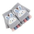 AWZXDE Children Five Fingers Gloves Thickened Cute Cartoon Knitted Flip ...