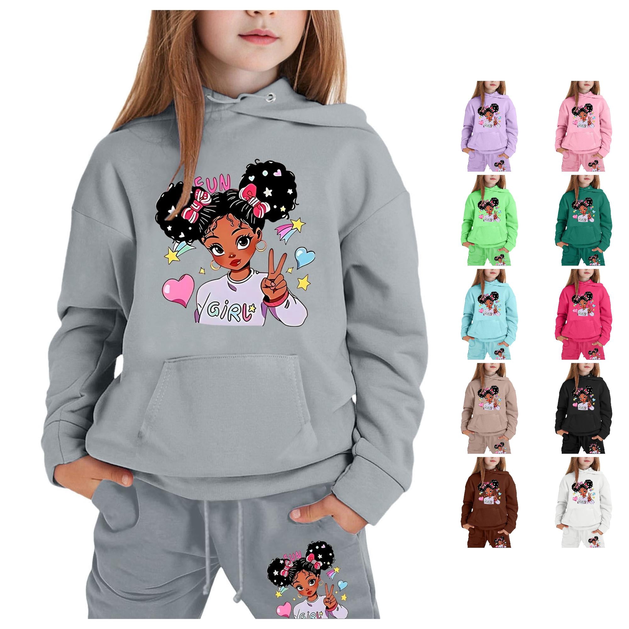 AWZXDE Children's Fashion Casual Printed Long Sleeved Hooded Top Hoodie ...