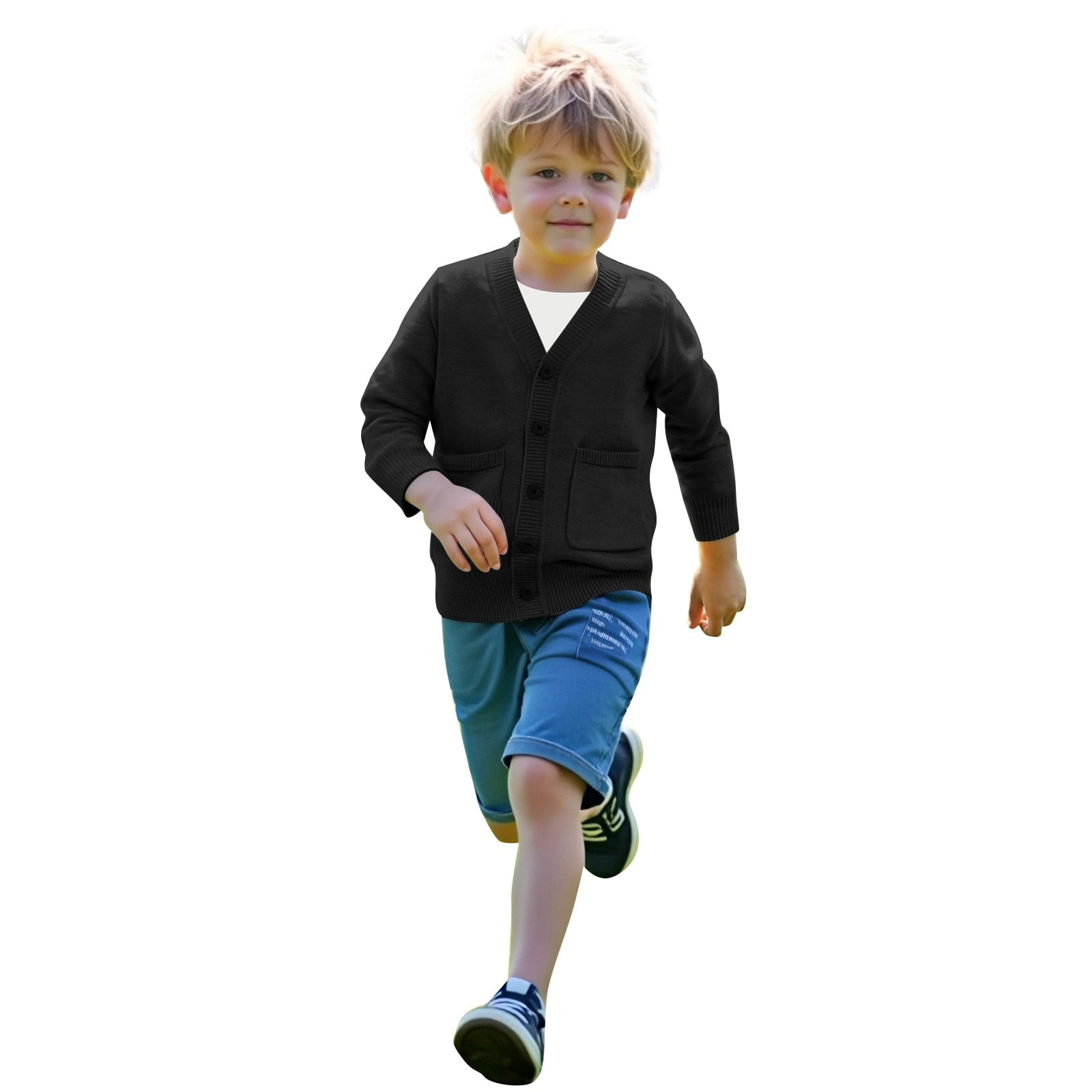 AWZXDE Childrens Knit Cardigan with Button Front Solid Color Classic ...