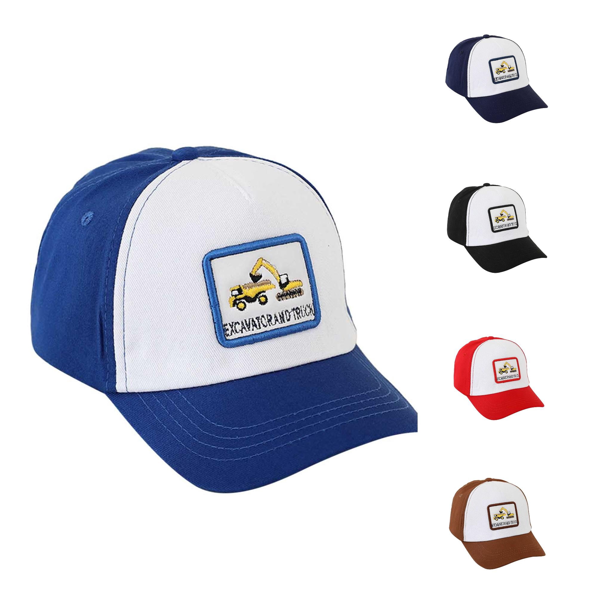 AWZXDE Color Block Cartoon Excavator Print Adjustable Baseball Sun Hat ...