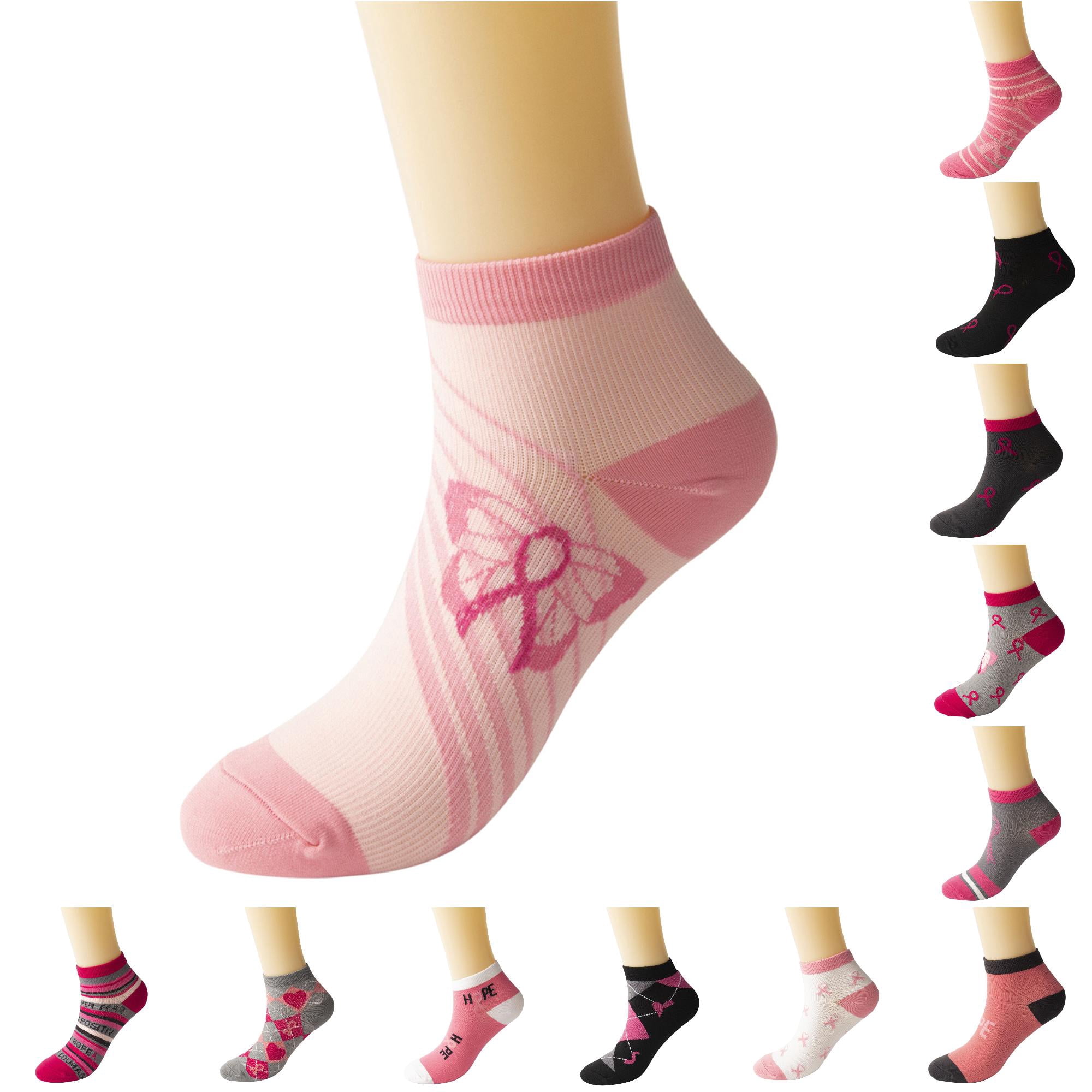 AWZXDE Compression Socks for Women Men Breast Cancer Awareness Ribbon ...