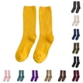 AWZXDE Crew Socks Spring Fall Long Solid Japanese Double Needle Cotton ...