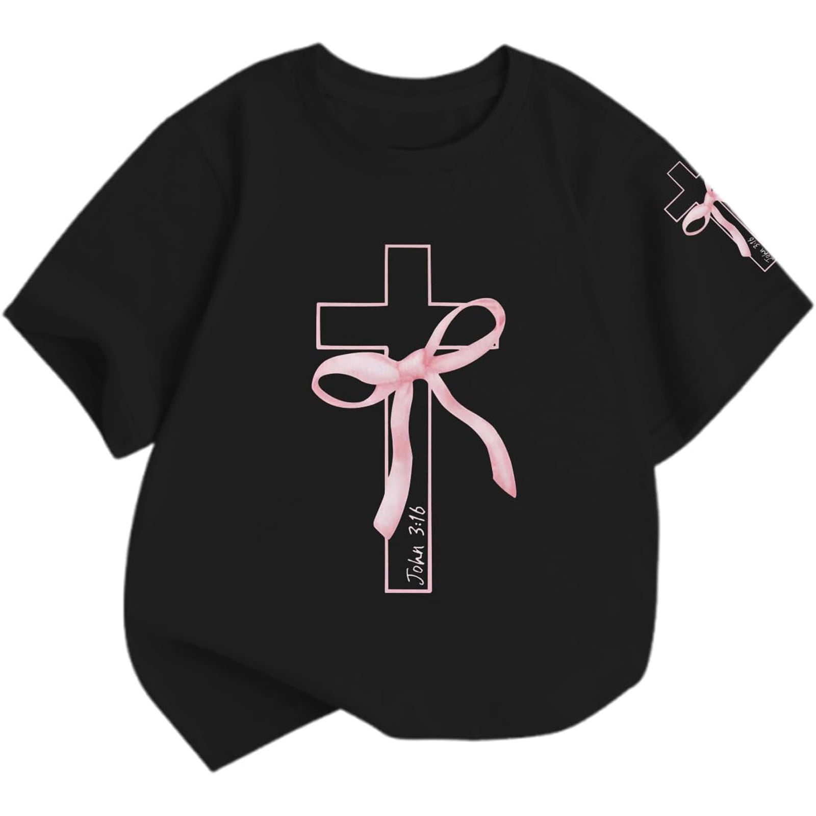AWZXDE Cute Floral Print Girls Short Sleeve Casual Blouse Soft Tee ...