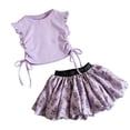 AWZXDE Cute Summer Tops for Girls T Shirt and Floral Print Bubble Skirt ...