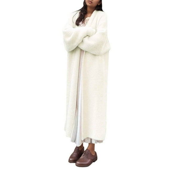 AWZXDE Fall Winter Solid Color Long Cardigan Fashion Casual Lazy Style ...