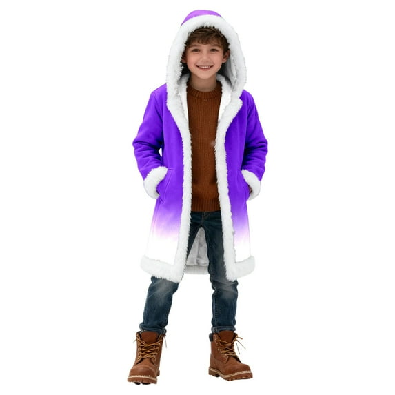 AWZXDE Festive Boys Holiday Hooded Cape With Soft Gradient Faux Trim ...
