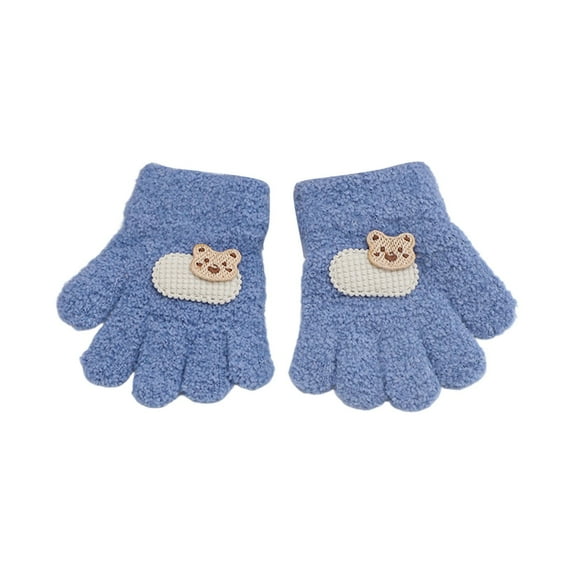 AWZXDE Floral Bear Pattern Winter Thermal Insulated Five Finger Gloves ...