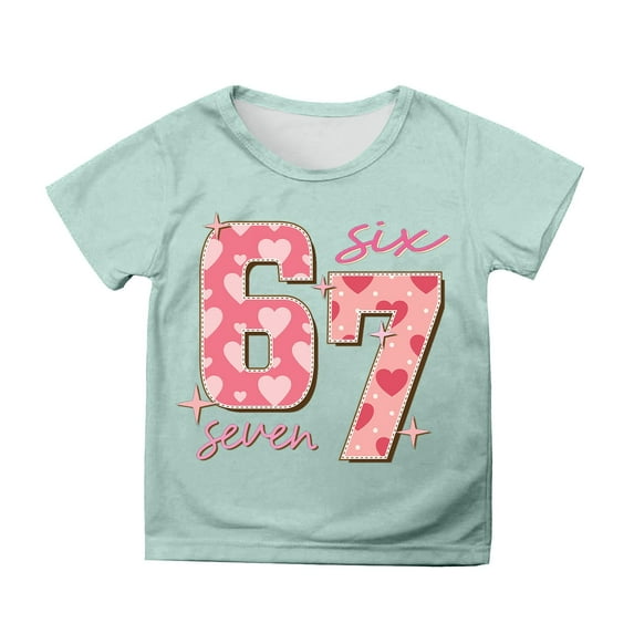 AWZXDE Girl's Fashion Casual Letter Print T-shirt Round Neck Short ...