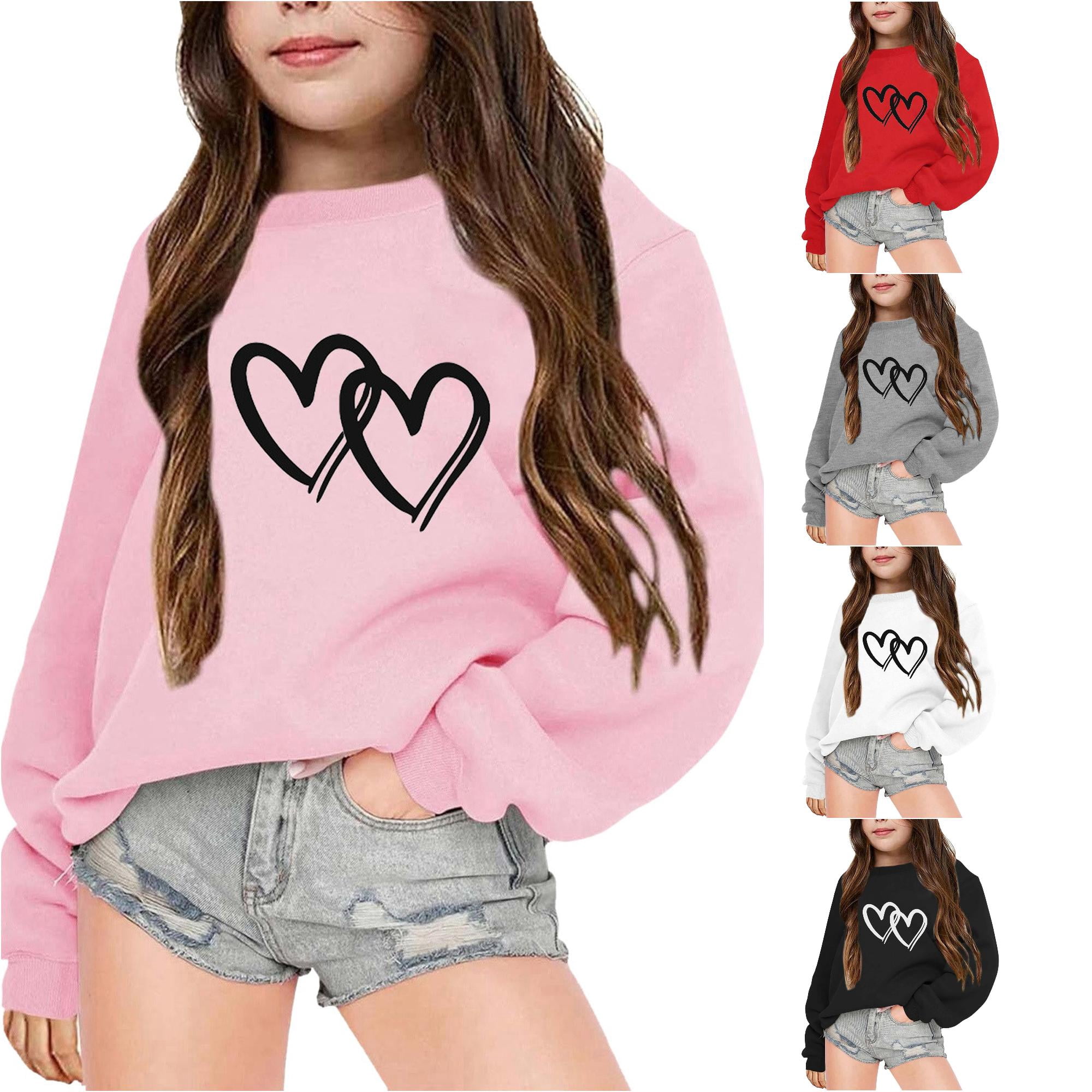AWZXDE Girls Autumn Winter Printed Letter Round Neck Long Sleeve Hooded ...