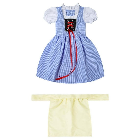 AWZXDE Girls Bavarian Oktoberfest Dress Blue Plaid Apron Holiday ...