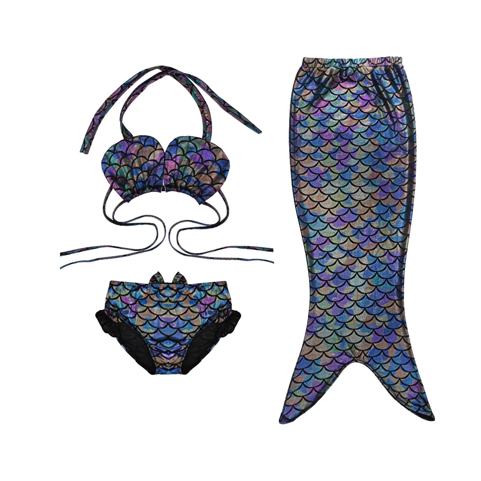 AWZXDE Girls Bikini 3 Piece Separates Scale Design Tankini Top And Swim ...