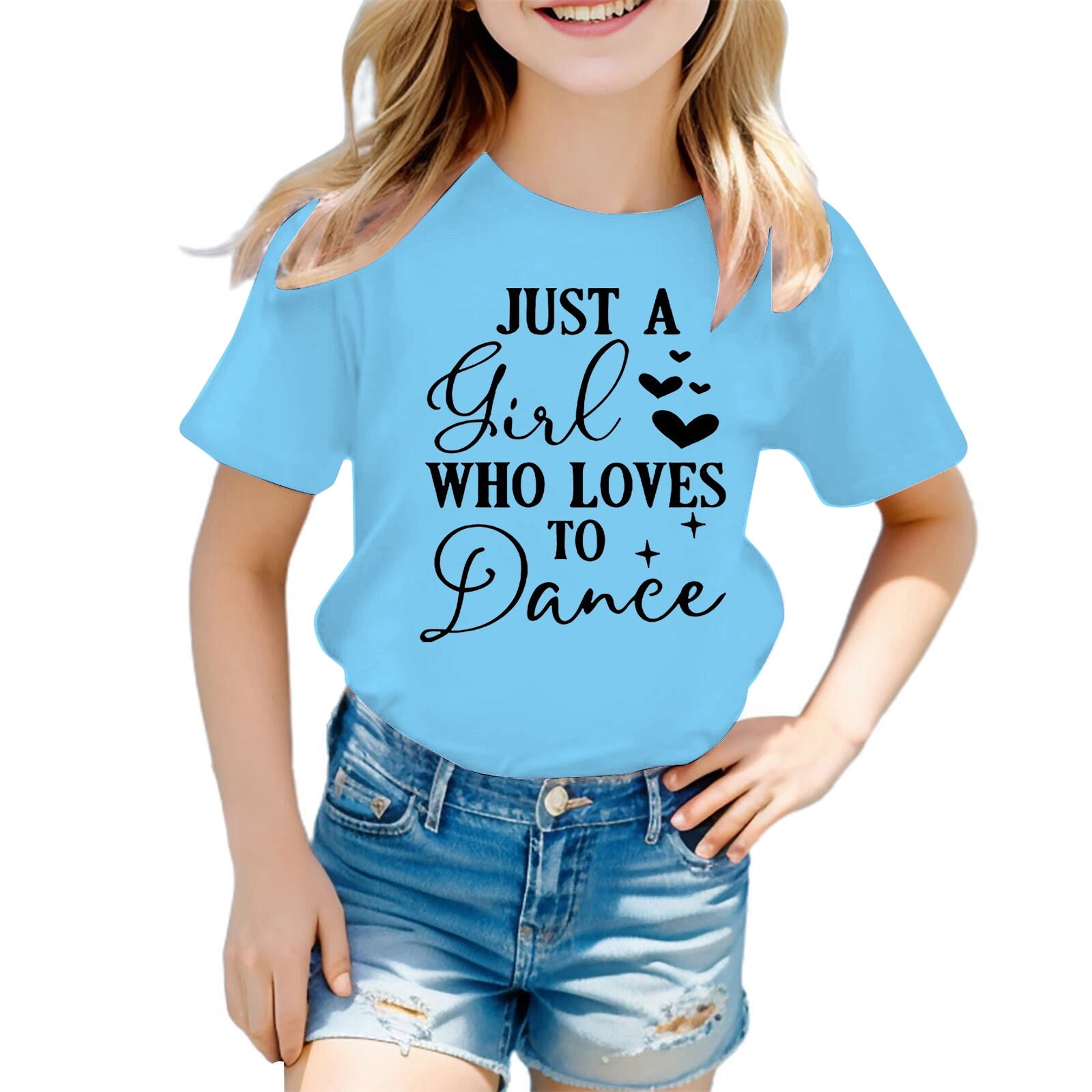 AWZXDE Girls' Casual and Comfortable Short Sleeve Tee Solid Color ...