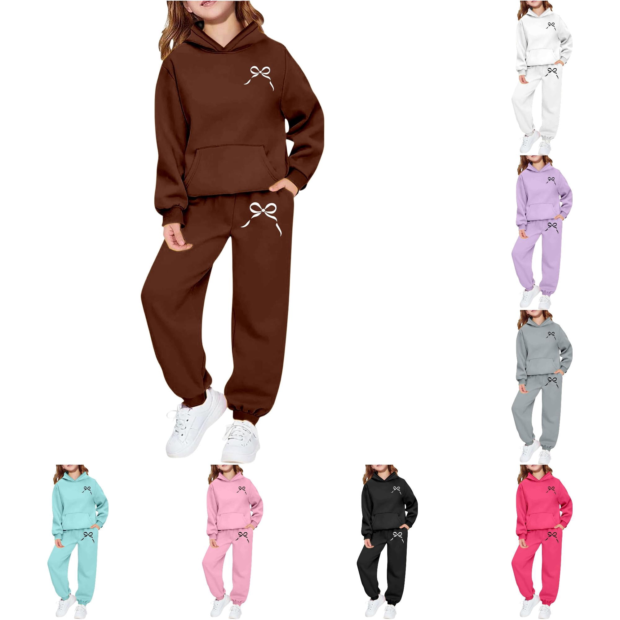 AWZXDE Girls Casual Letter Print Hoodie And Pants Outfit Fashionable ...