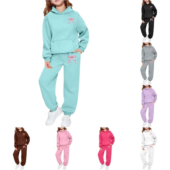 AWZXDE Girls Casual Letter Print Hoodie And Pants Outfit Fashionable ...