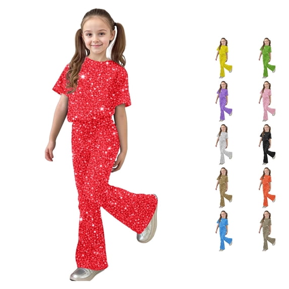 AWZXDE Girls Casual Outfits Set Short Sleeve Top With Long Pants For ...