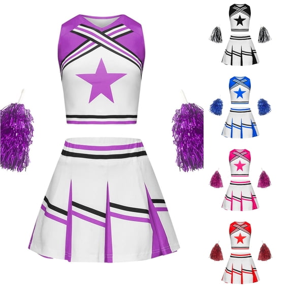 AWZXDE Girls Cheerleading Outfit Set Student Sports Day Performance ...