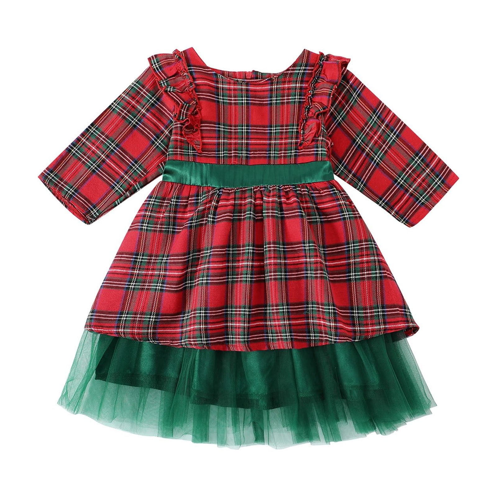 AWZXDE Girls Christmas Party Dress with Tiered Skirt and Back Bow Tie ...