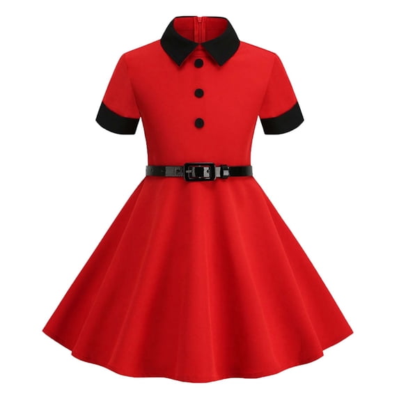 AWZXDE Girls Collared Short Sleeve Shirt Dress with Button Front and ...