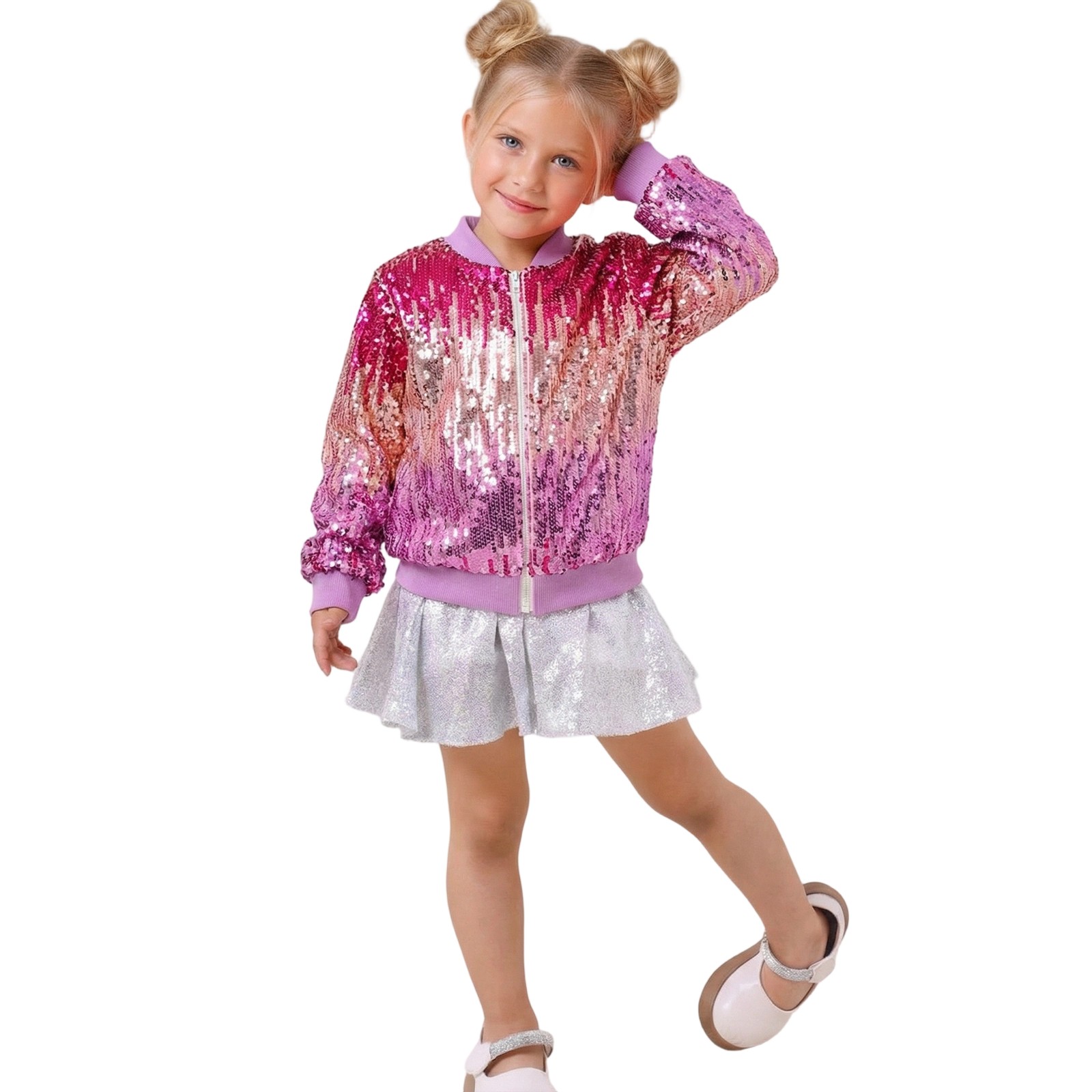 AWZXDE Girls Colorful Sequin Coat Glitter Contrast Color Jacket Kids ...