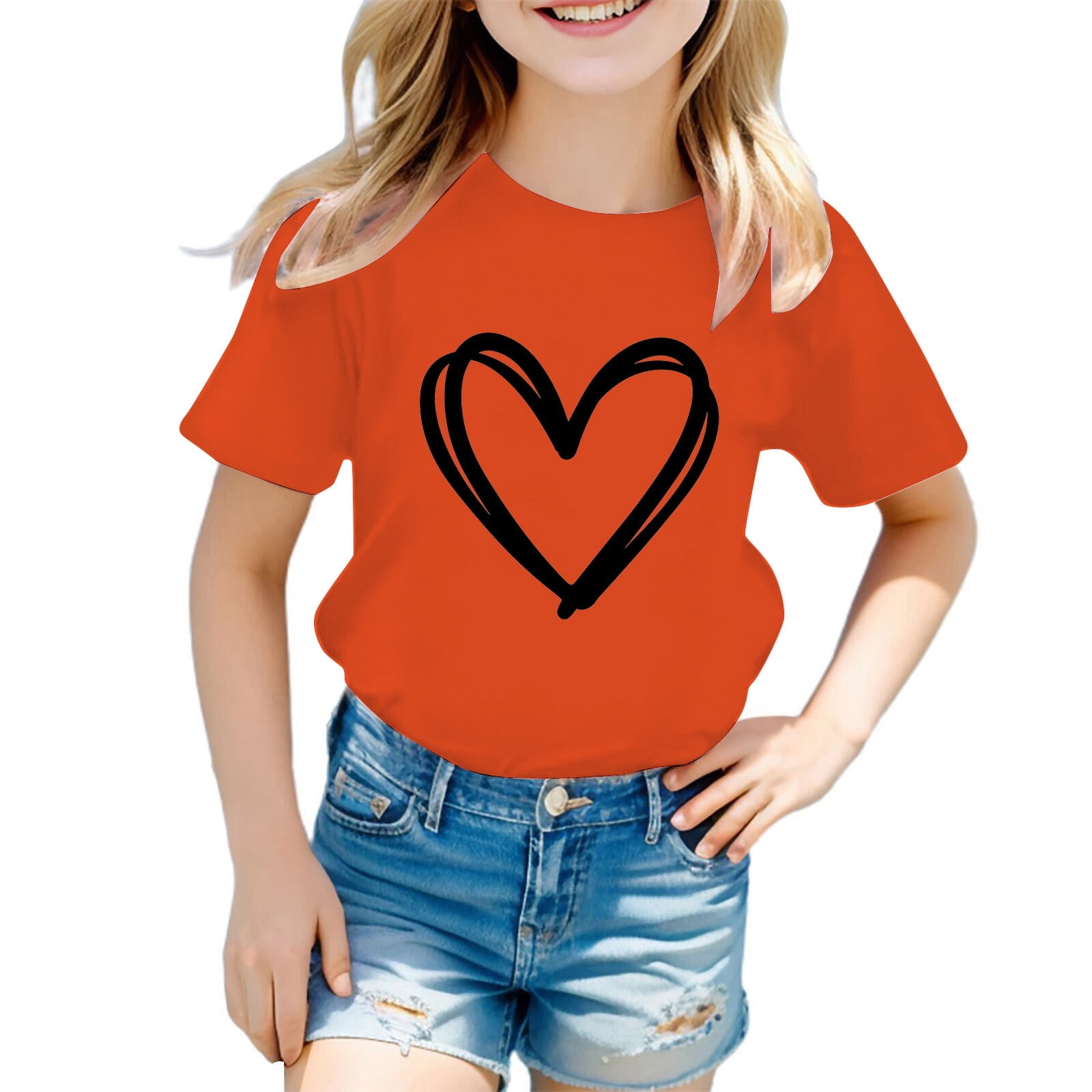 AWZXDE Girls Cute Graphic Short Sleeve Tee Round Neck Casual Summer ...