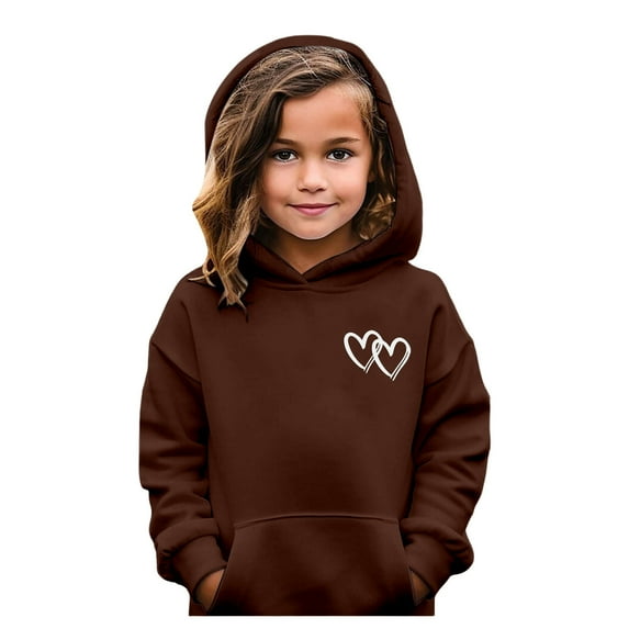 AWZXDE Girls Cute Pullover Hoodie Featuring Double Heart Print And ...