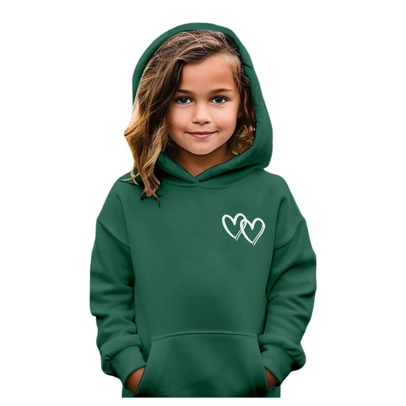 AWZXDE Girls Cute Pullover Hoodie Featuring Double Heart Print And ...