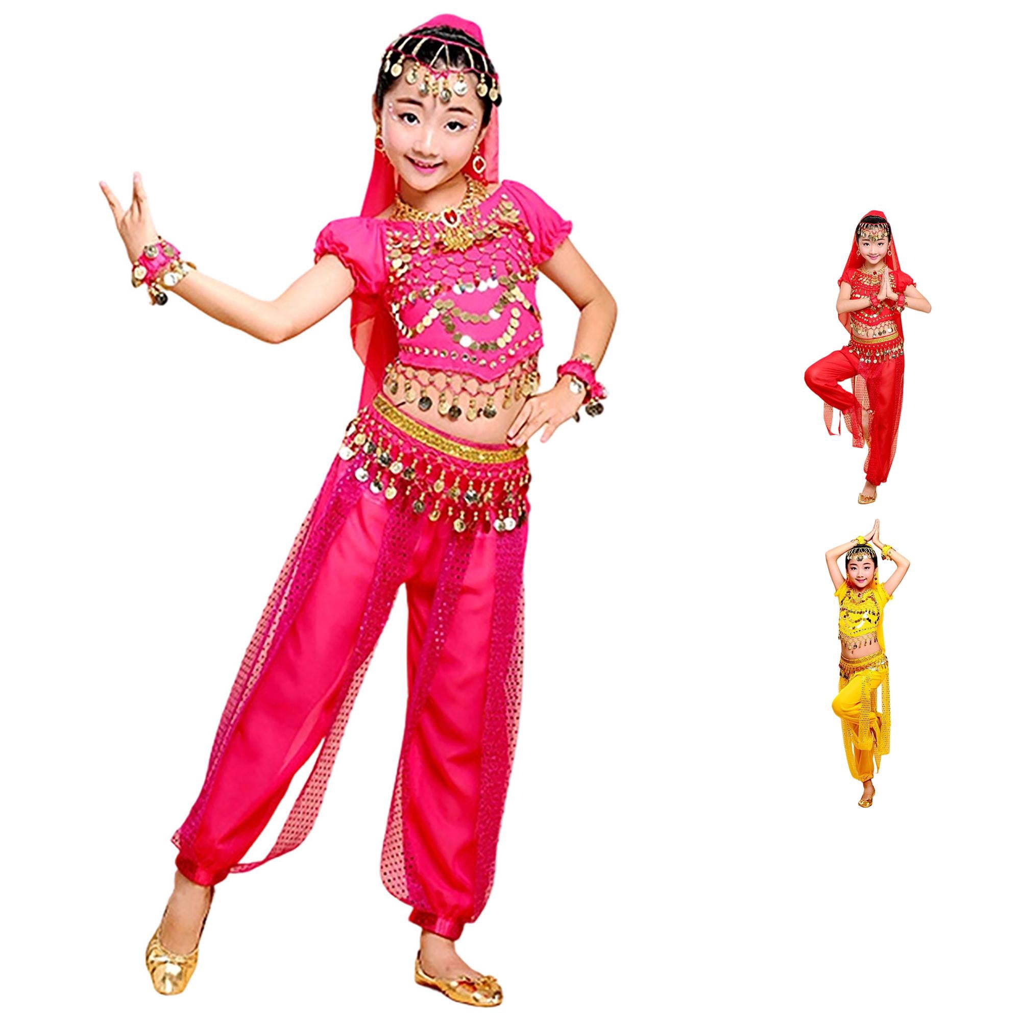 AWZXDE Girls Ethnic Dance Outfits Belly Performance Wear Kids Stage ...