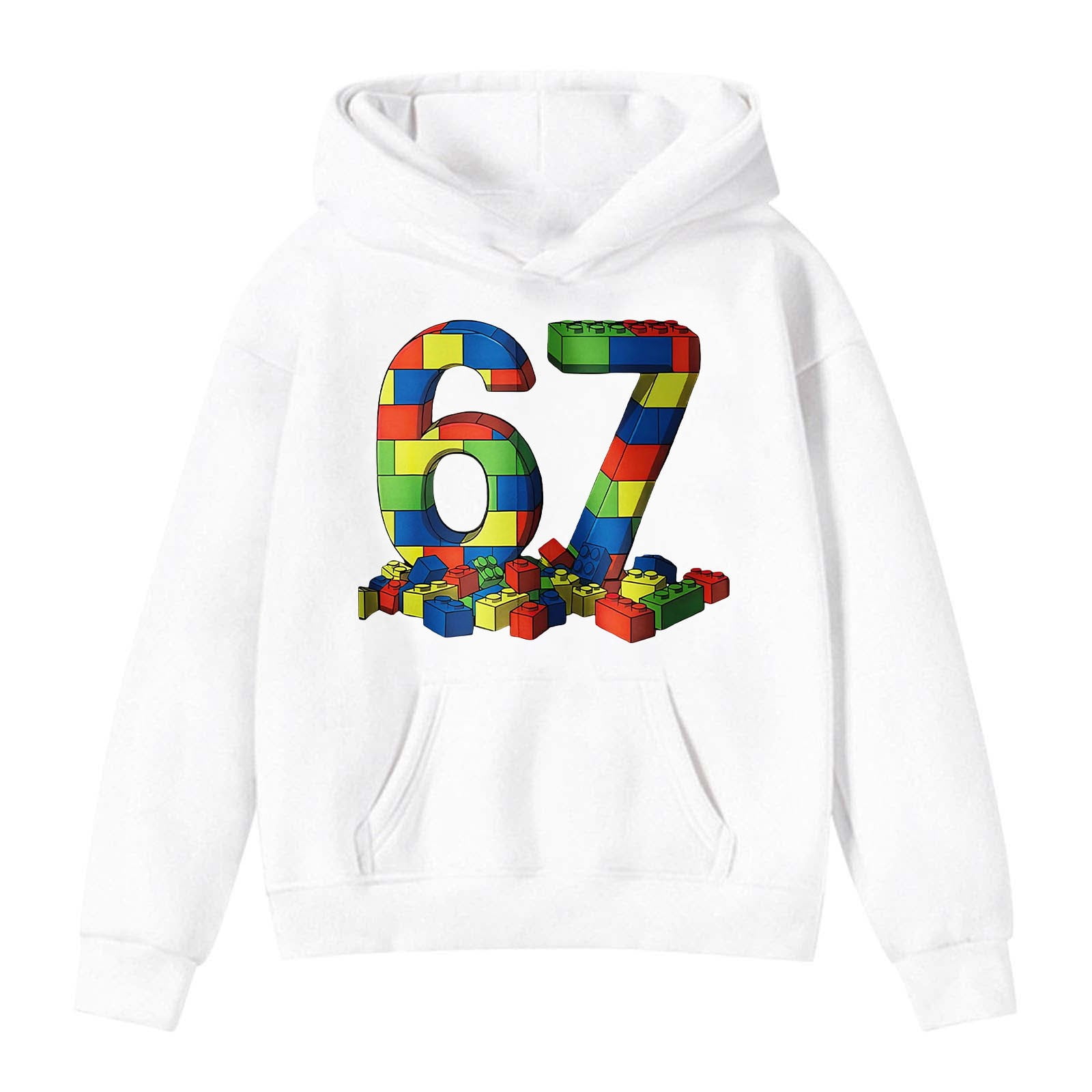 AWZXDE Girls Fashion Cartoon Number 67 Print Hooded Sweatshirt Long ...