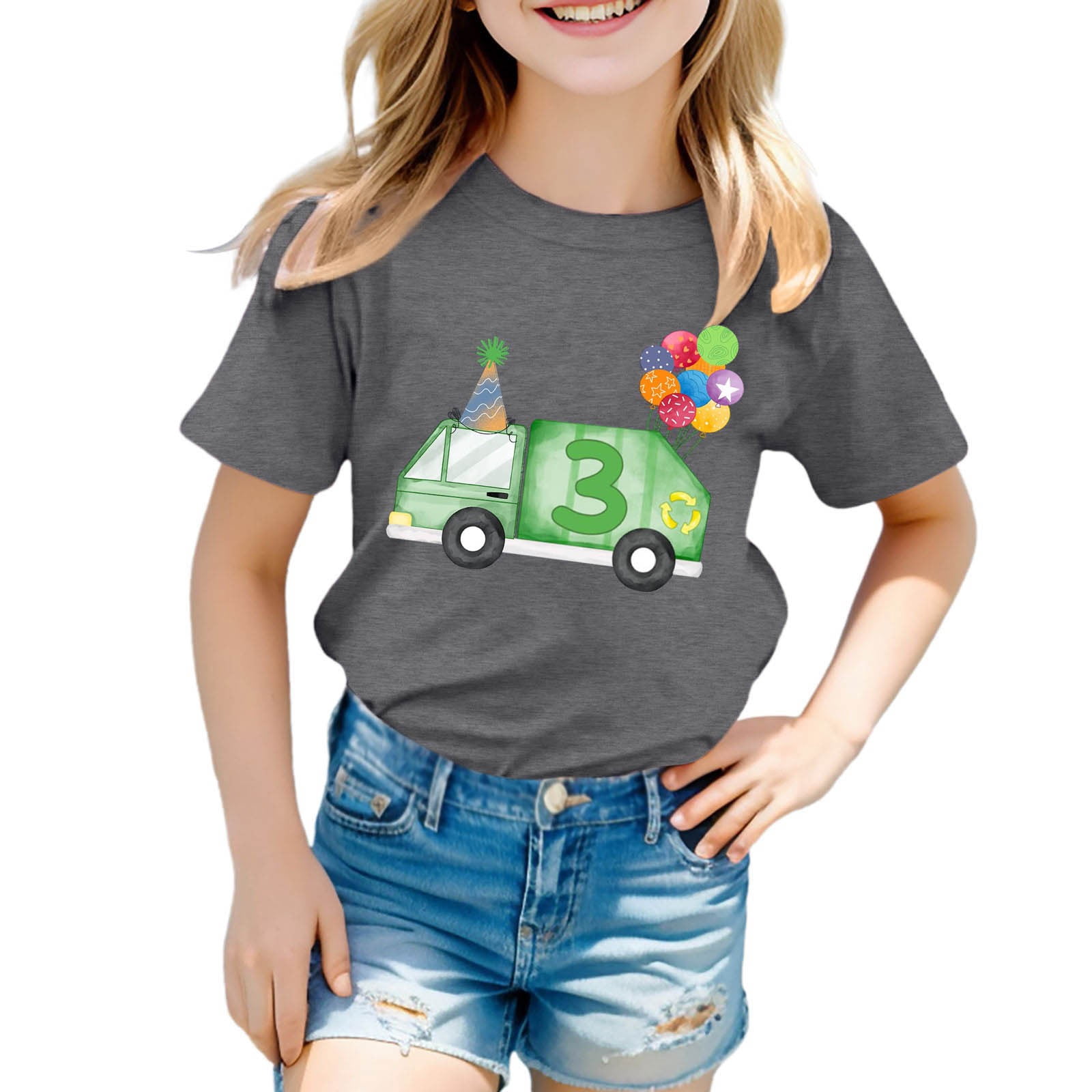 AWZXDE Girls Fashion Casual Short Sleeve T Shirt With Letter Print ...