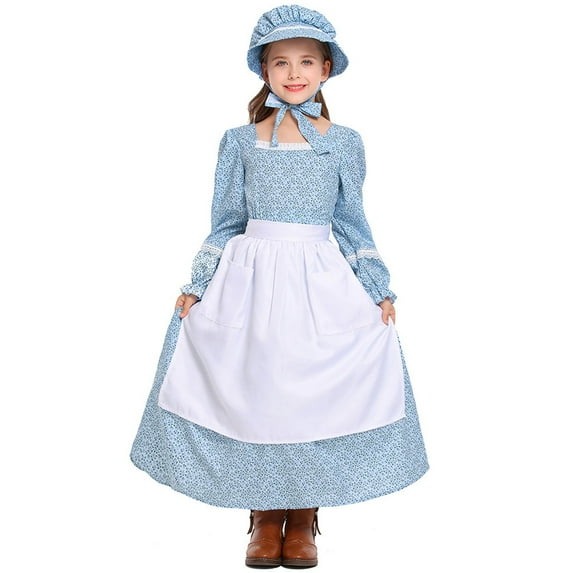 AWZXDE Girls Floral Scarf Dress Long Sleeve Country Gown Girls Long ...