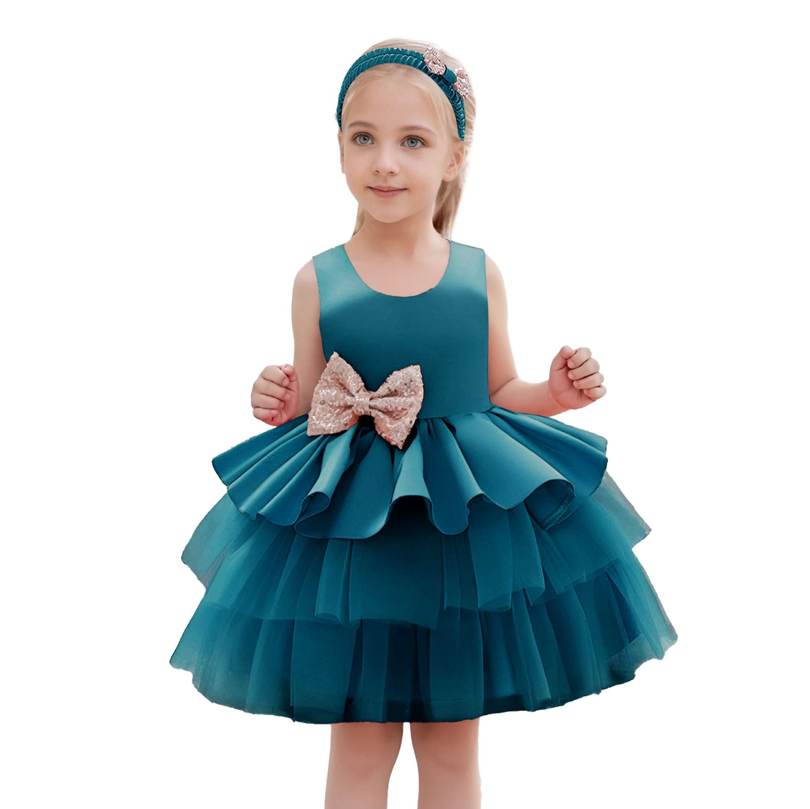 AWZXDE Girls Full Moon Dress Mesh Puff Cake Gown Girls Holiday Dresses ...