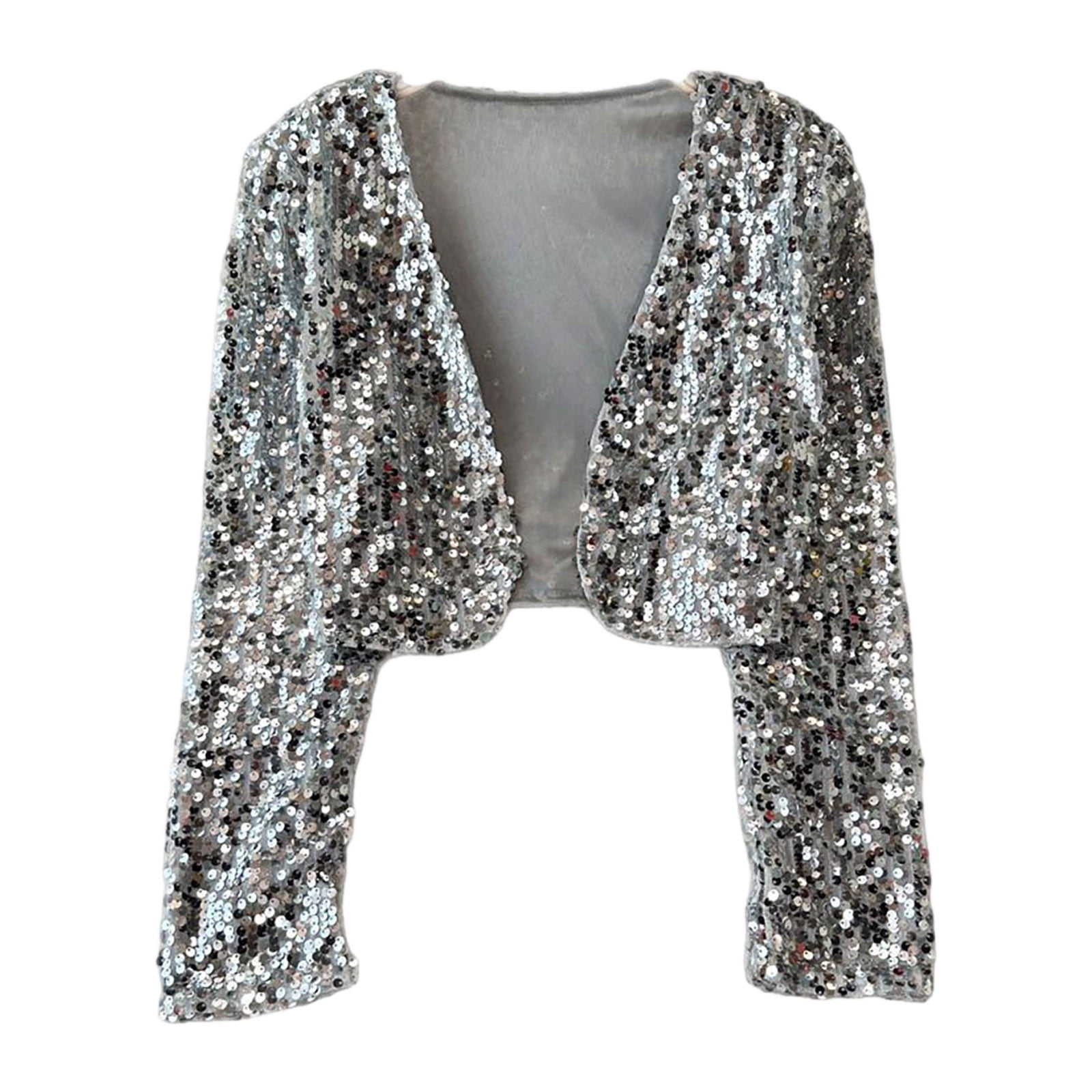 AWZXDE Girls Glitter Sequin Jacket 2026 Spring Autumn Solid Color Shiny ...