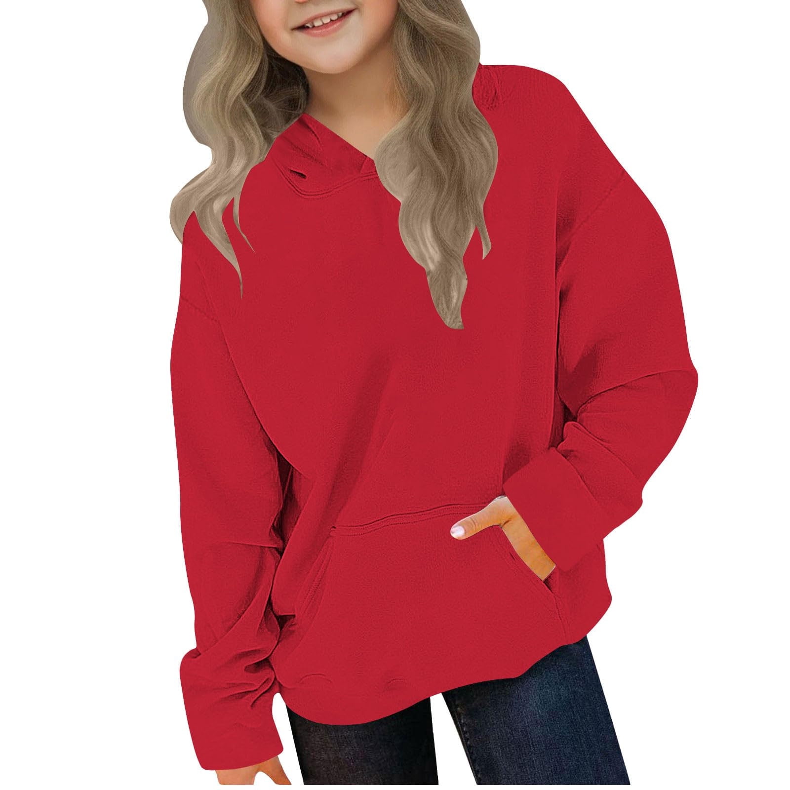 AWZXDE Girls Hooded Pullover Sweatshirt Warm Thickened Sleeves Casual ...