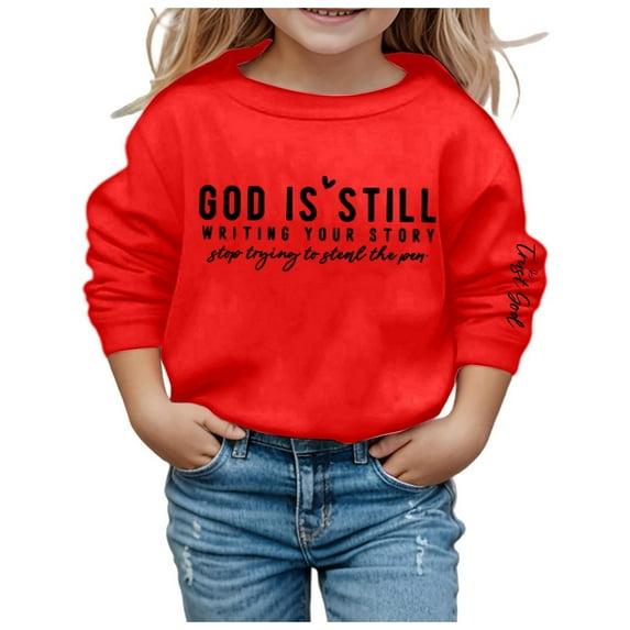 AWZXDE Girls Hoodies Solid Color Simple With Letter Print Pattern ...