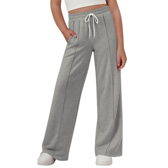 AWZXDE Girls Leisure Elastic Waist Wide Leg Pants for Kids and Youth ...
