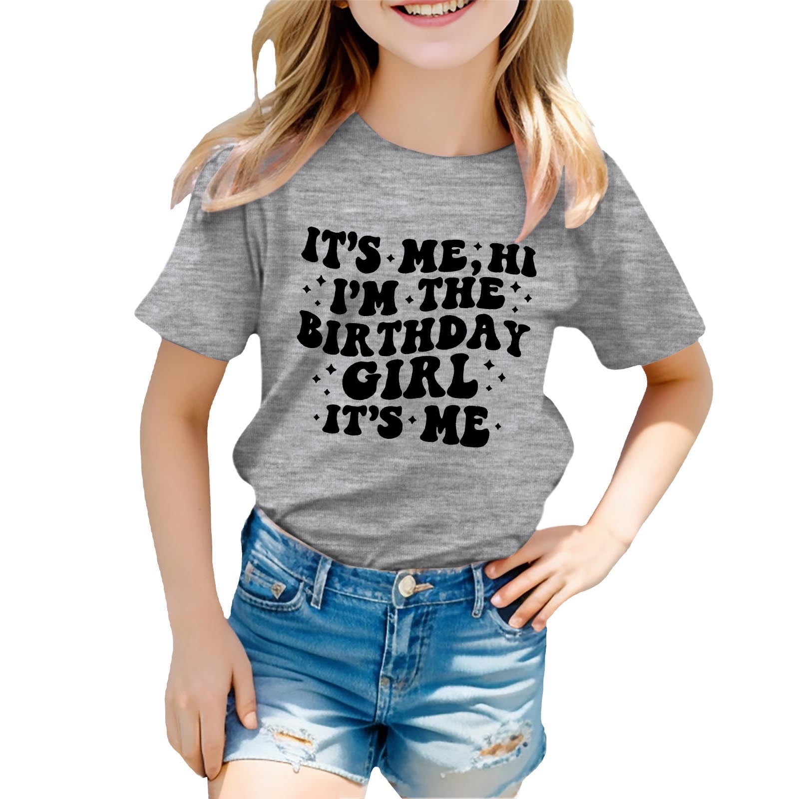 AWZXDE Girls'Letter Print Short Sleeve Tee & Alphabet Graphic T-Shirt ...
