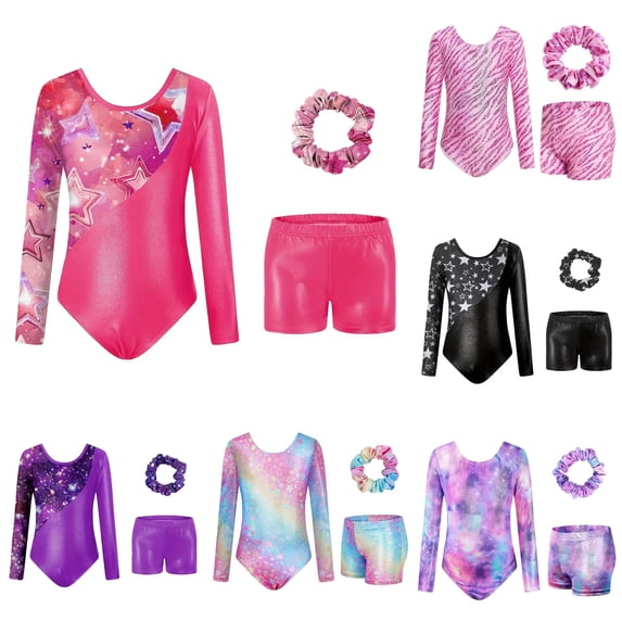 AWZXDE Girls Long Sleeve Gymnastics Leotard With Digital Print Ballet ...