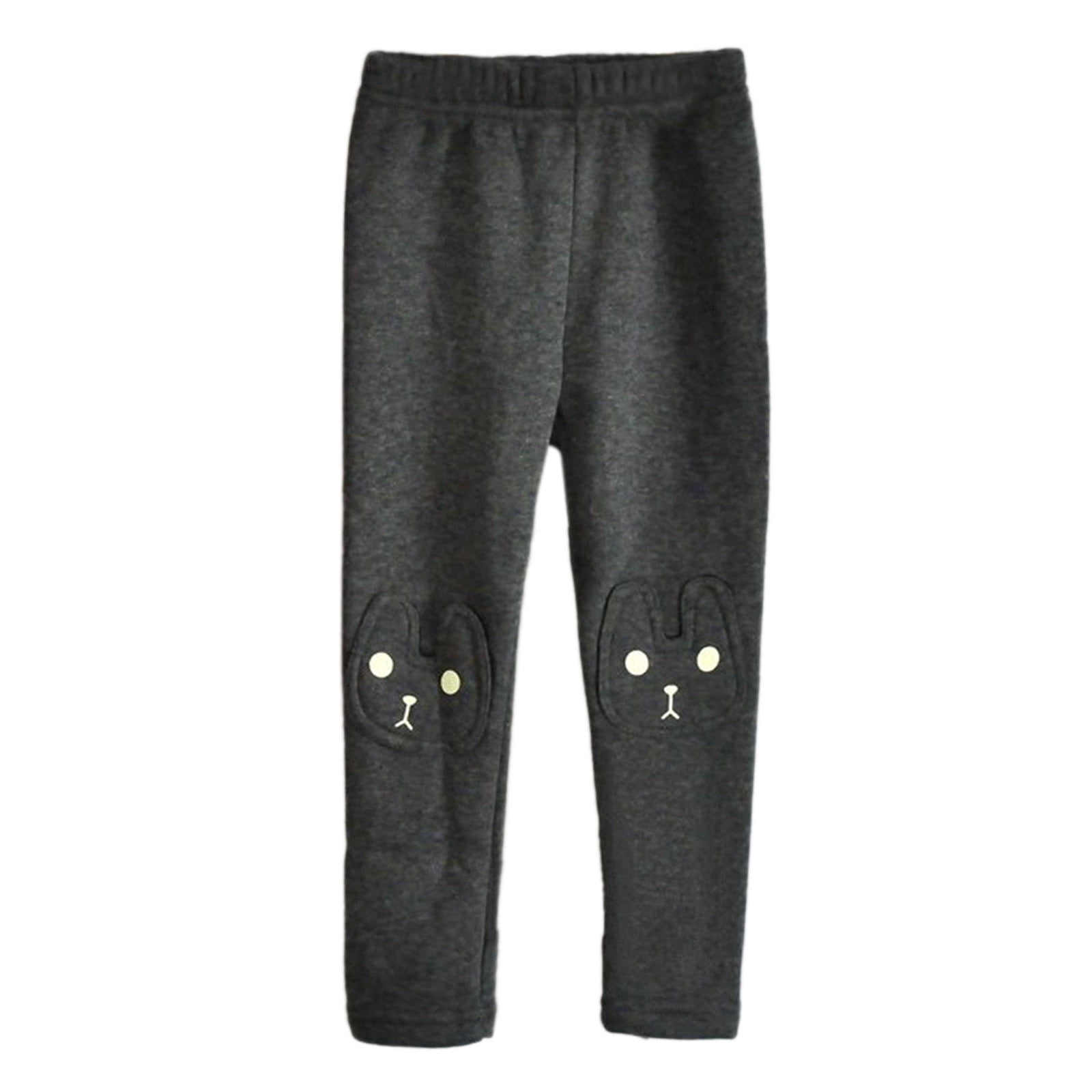 AWZXDE Girls Pants Elastic Waist Rabbit Embroidered Lined Leggings ...