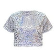 AWZXDE Girls Sequin Print Crop Tee Short Sleeve Party Outfits Cute Tops ...