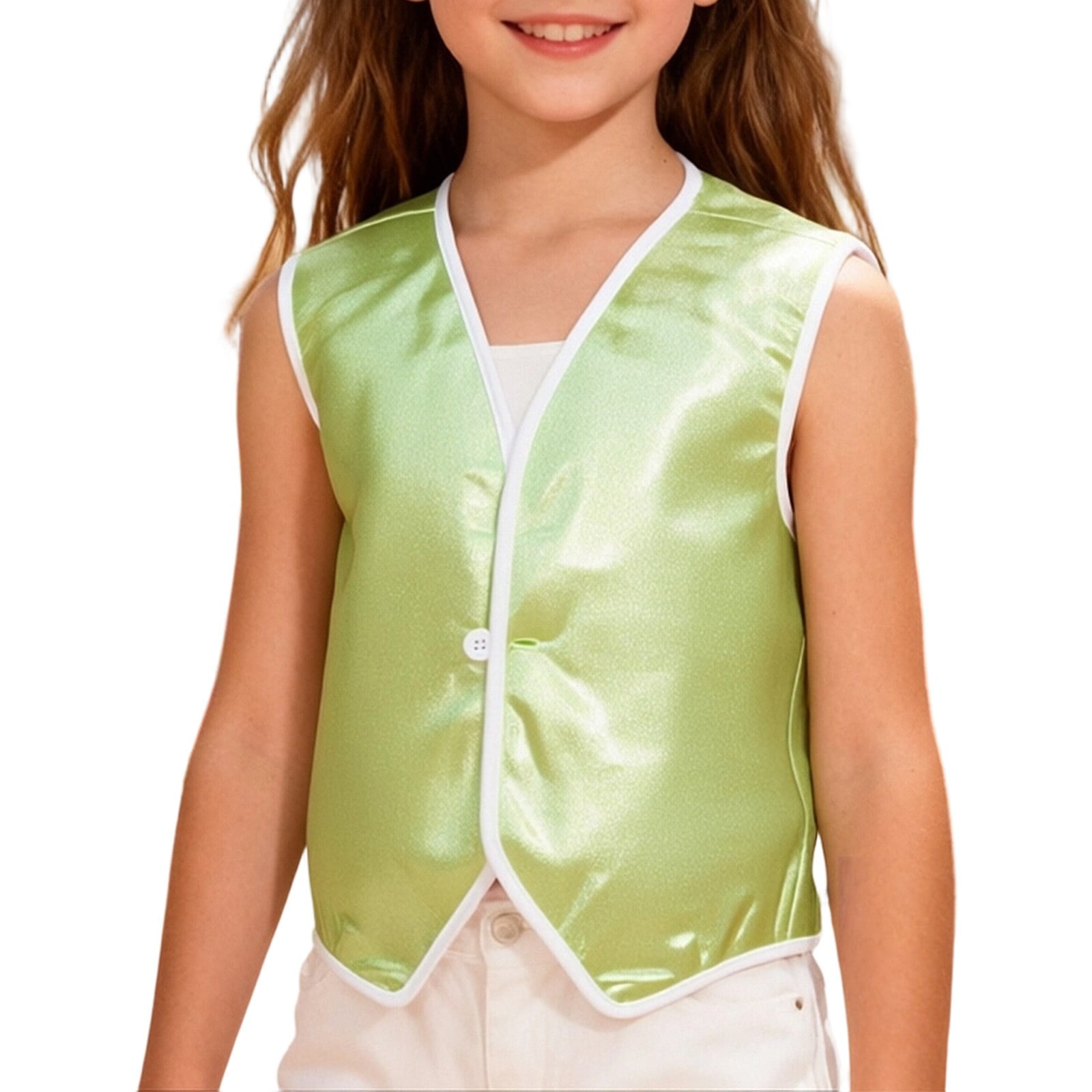 AWZXDE Girls Sequin Vest One Button Sleeveless Jacket For Stage ...