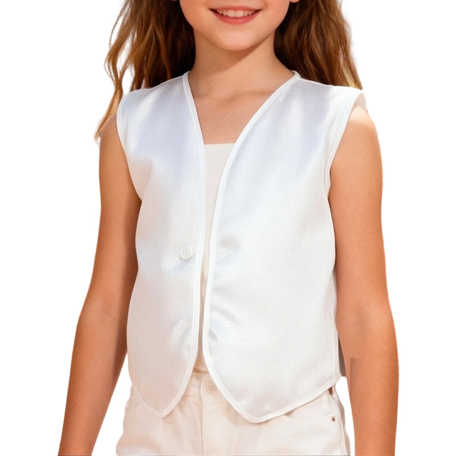 AWZXDE Girls Sequin Vest One Button Sleeveless Jacket For Stage ...