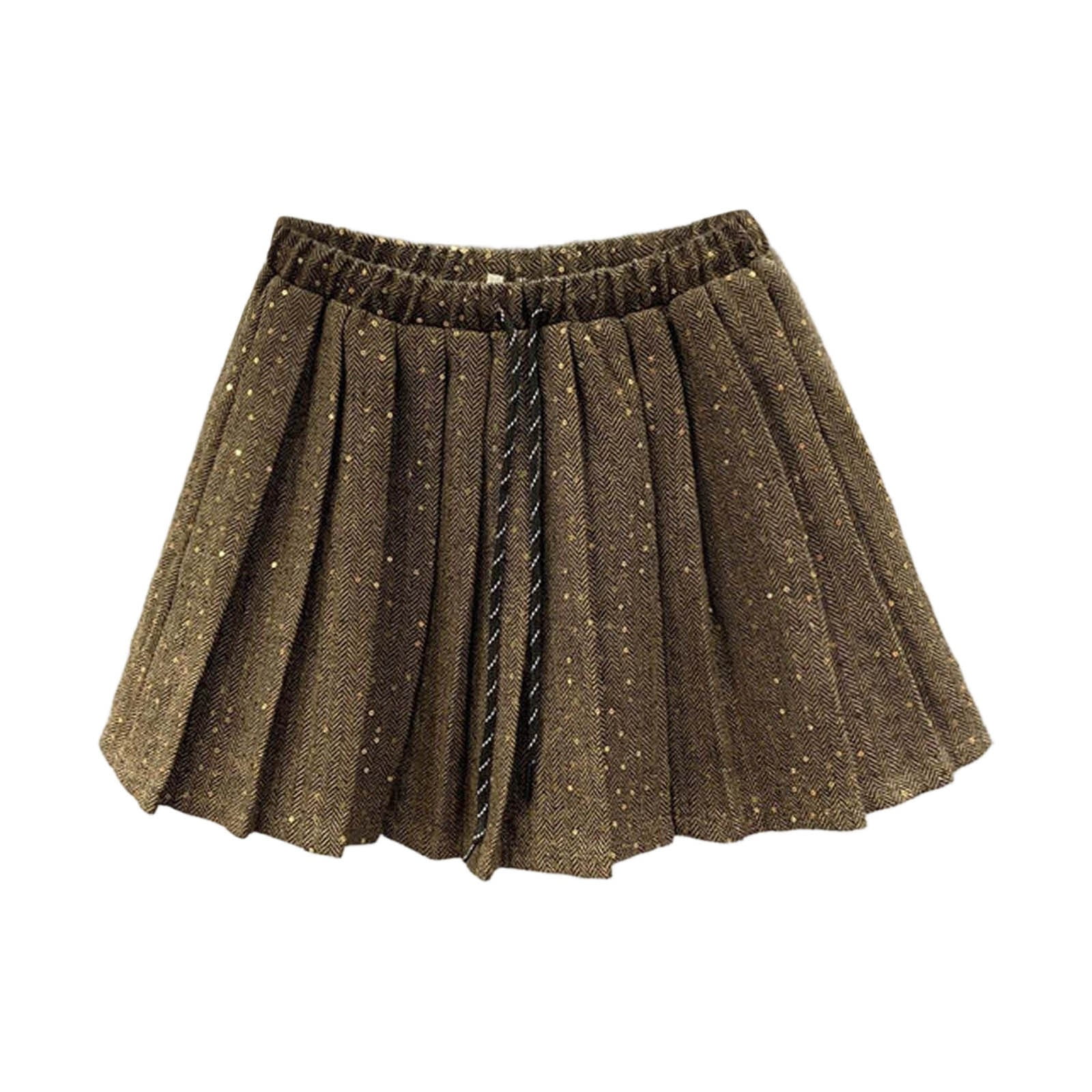 AWZXDE Girls Shimmering Sequin Pleated Skirt With Drawstring Elastic ...