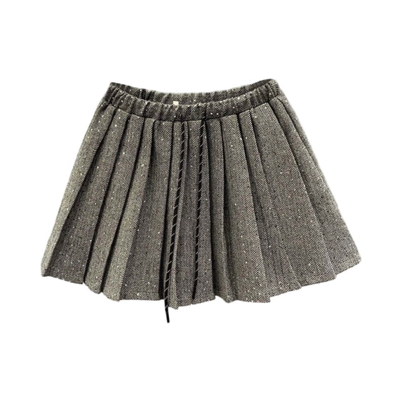 AWZXDE Girls Shimmering Sequin Pleated Skirt With Drawstring Elastic ...
