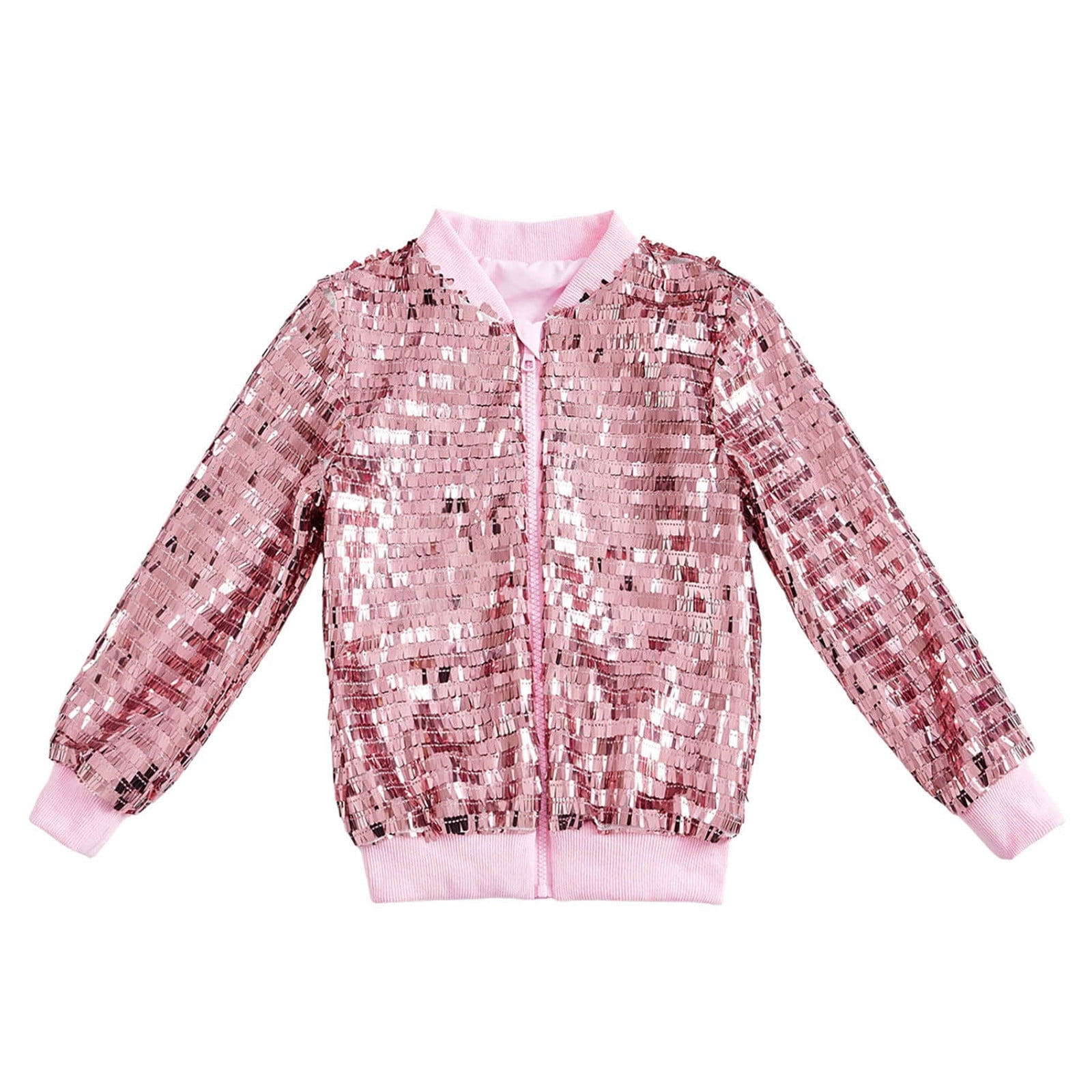 AWZXDE Girls Shiny Baseball Jacket Loose Fit Soft Outerwear Kids Jacket ...