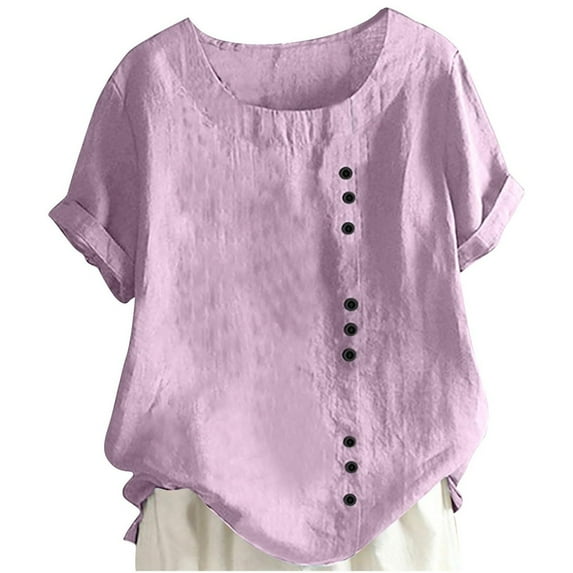 AWZXDE Girls Short Sleeve T Shirt Classic Round Neck With Button Detail ...